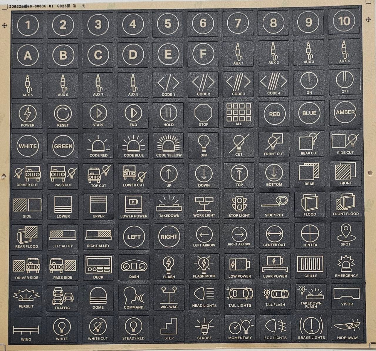Feniex One Label Sheet | Swatara Warning Lights
