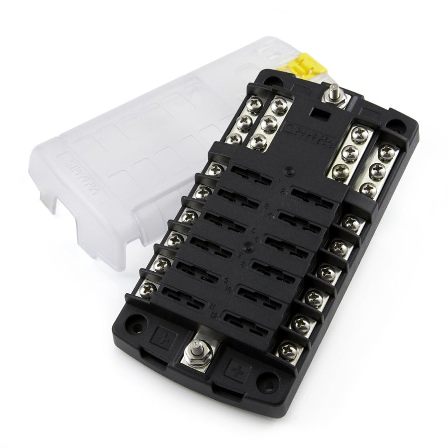 Blue Sea Systems 5026 ST Blade Fuse Block, 12 Circuits, Negative Bus ...